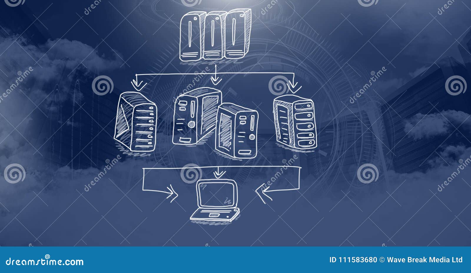 Servers Network Drawing Doodles Stock Illustration - Illustration of ...