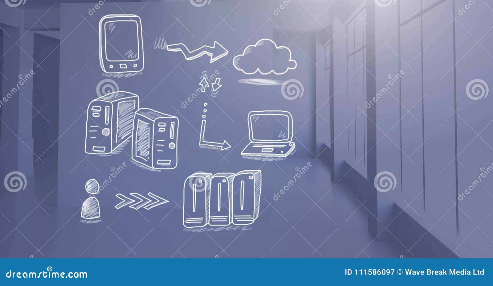 Servers Network Drawing Doodles Stock Illustration - Illustration of ...