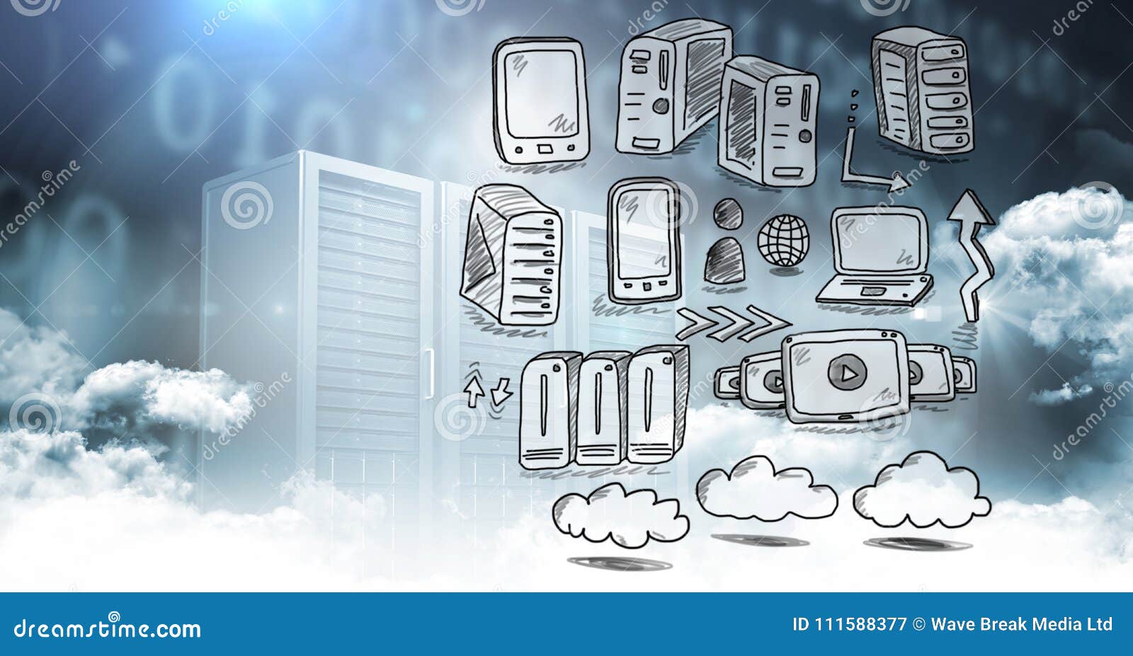 Servers Network Drawing Doodles Stock Illustration - Illustration of ...