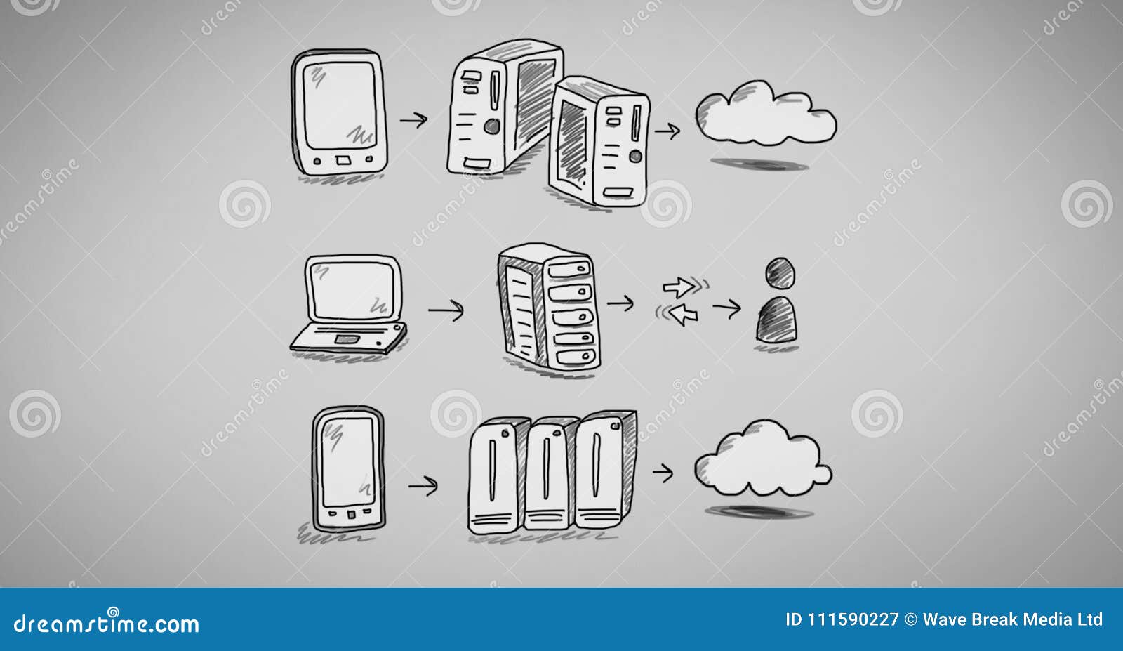 Servers Network Drawing Doodles Stock Illustration - Illustration of ...