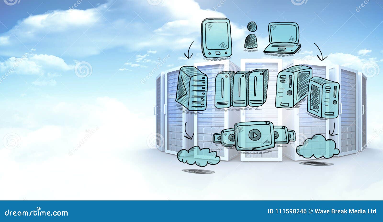 Servers Network Drawing Doodles Stock Illustration - Illustration of ...