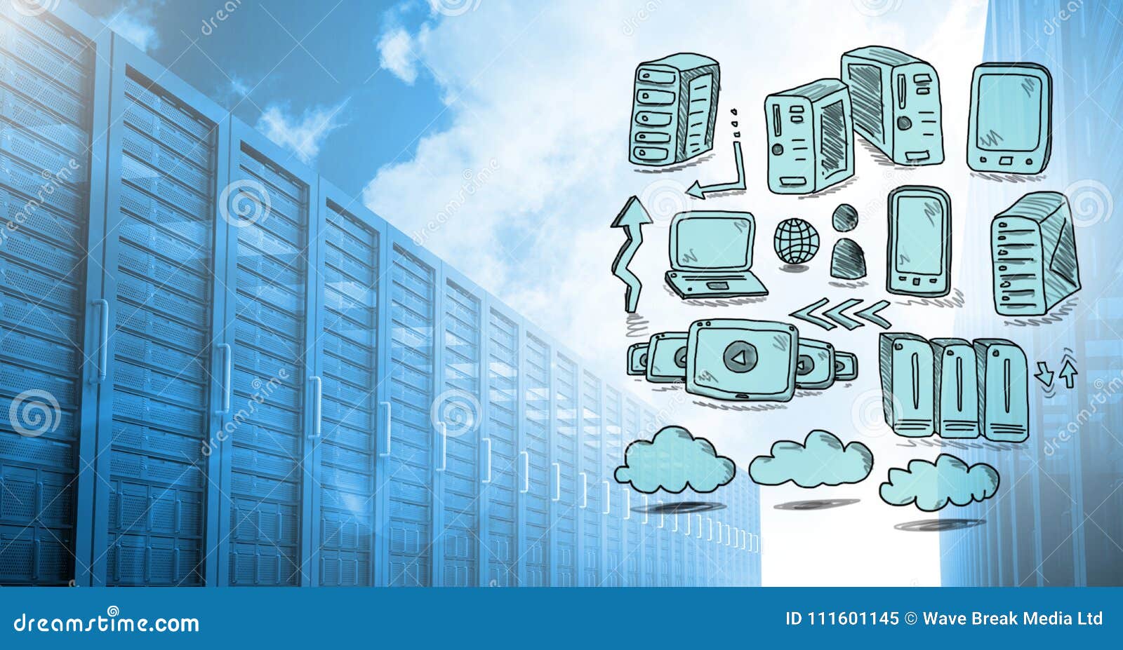 Servers Network Drawing Doodles Stock Illustration - Illustration of ...