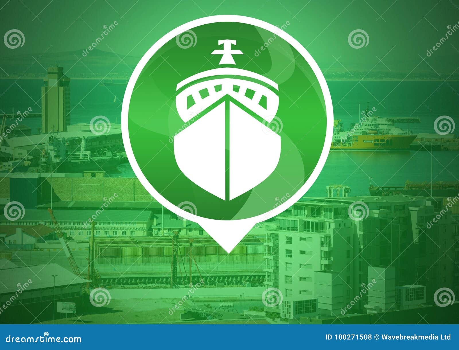 Ship Icon in Port Harbor Dock Stock Illustration - Illustration of ...