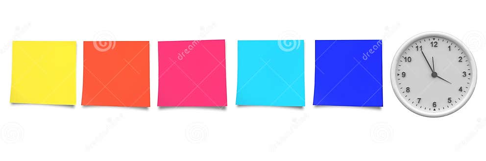Sticky notes with clock stock image. Image of reminder - 100271145