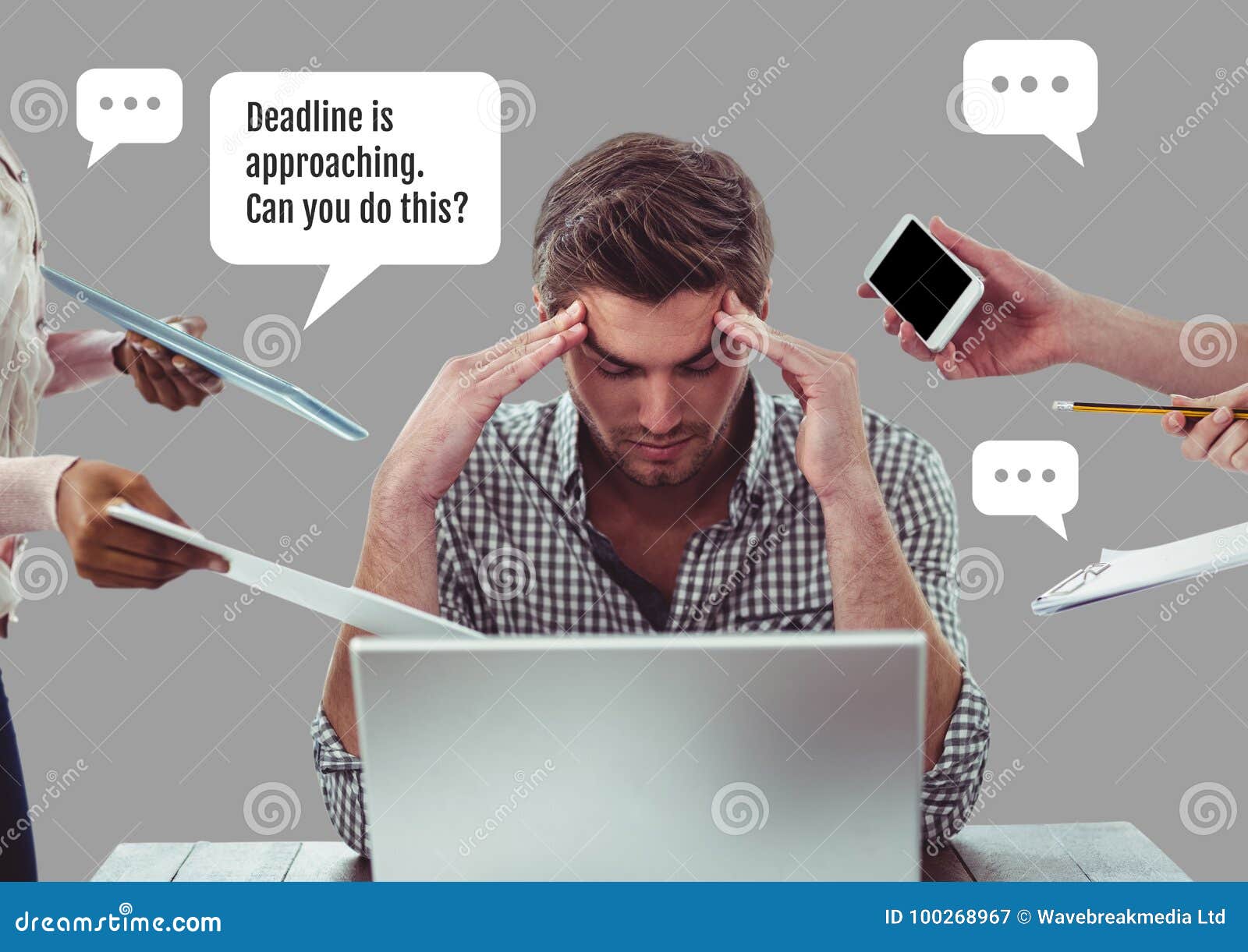 Stressed Man in Office Working for Deadline Under Pressure Stock Image ...