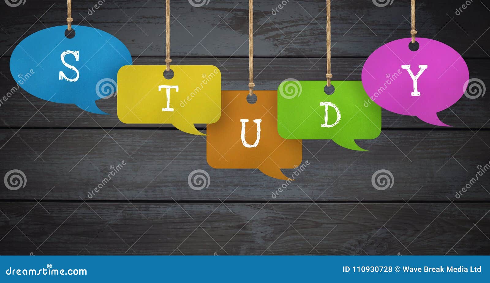 Study Text on Hanging Paper Speech Bubbles Stock Illustration ...