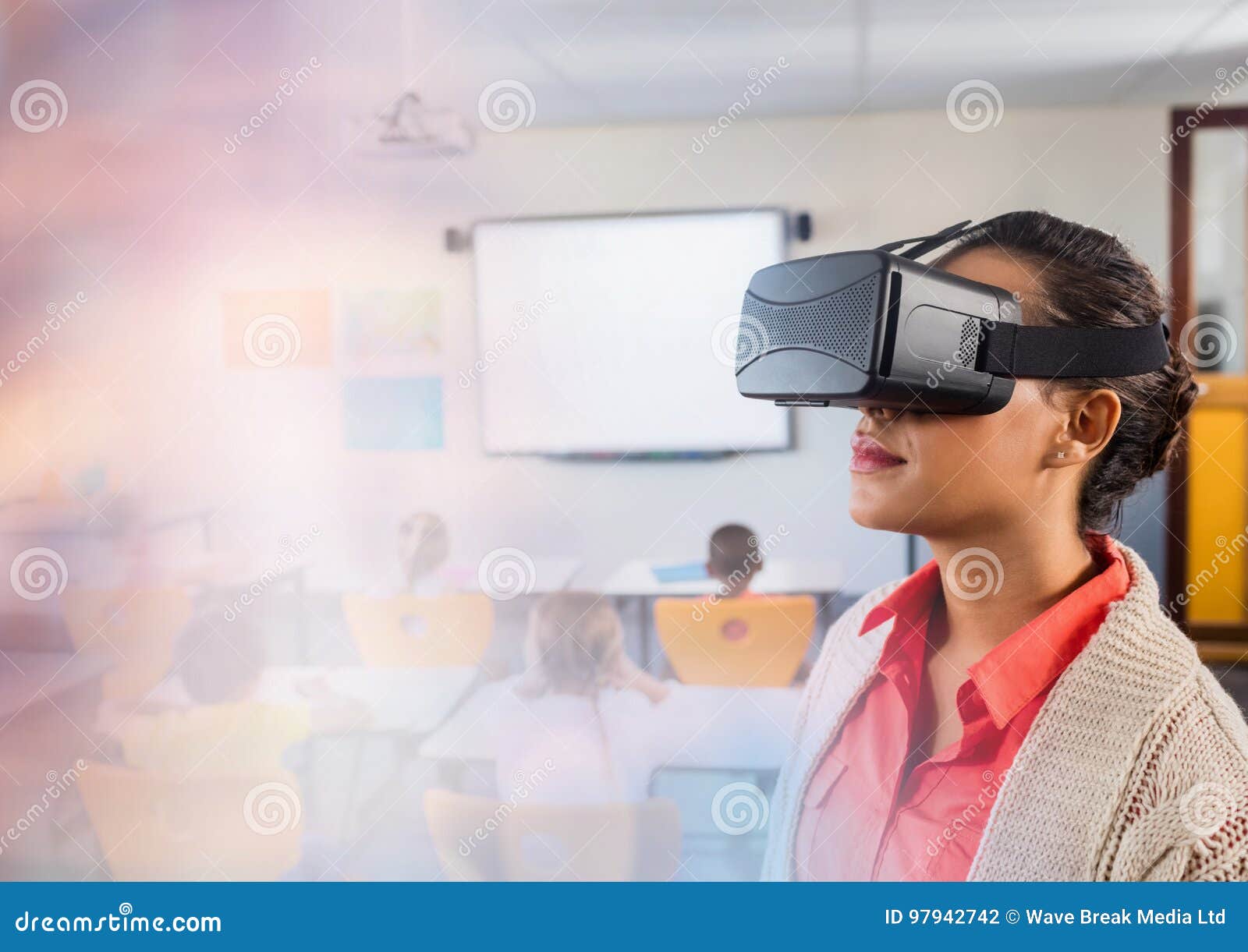 Teacher Wearing Virtual Reality Headset in Class Stock Photo - Image of ...