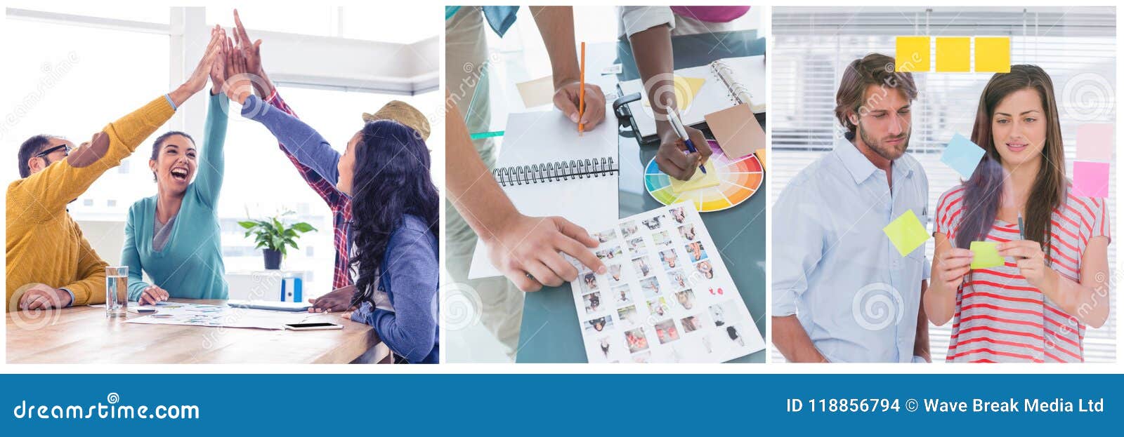 Teamwork Of Creative Designers Working With Colour Palette Stock ...