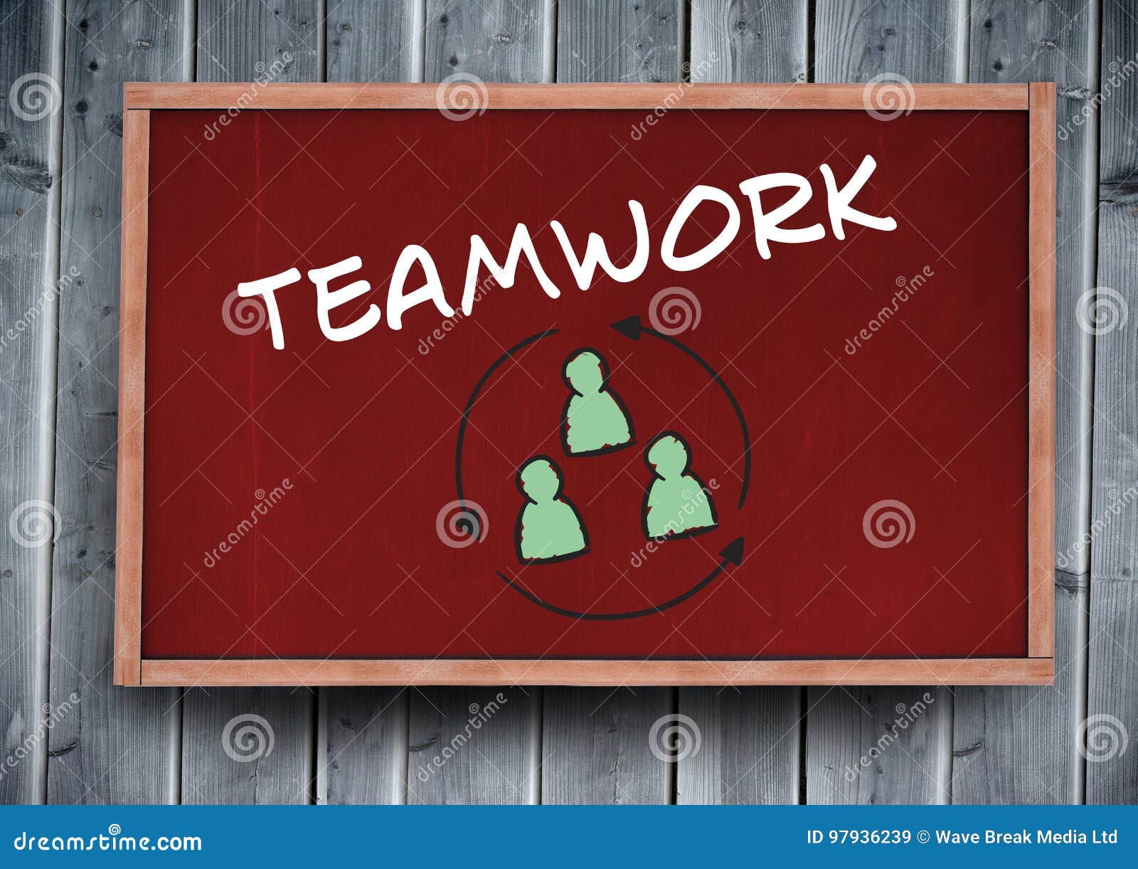 Teamwork Text on Blackboard Stock Illustration - Illustration of ...