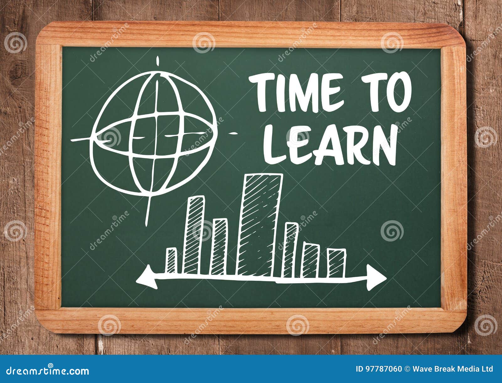 Time To Learn Text and Diagrams on Blackboard Stock Photo - Image of ...