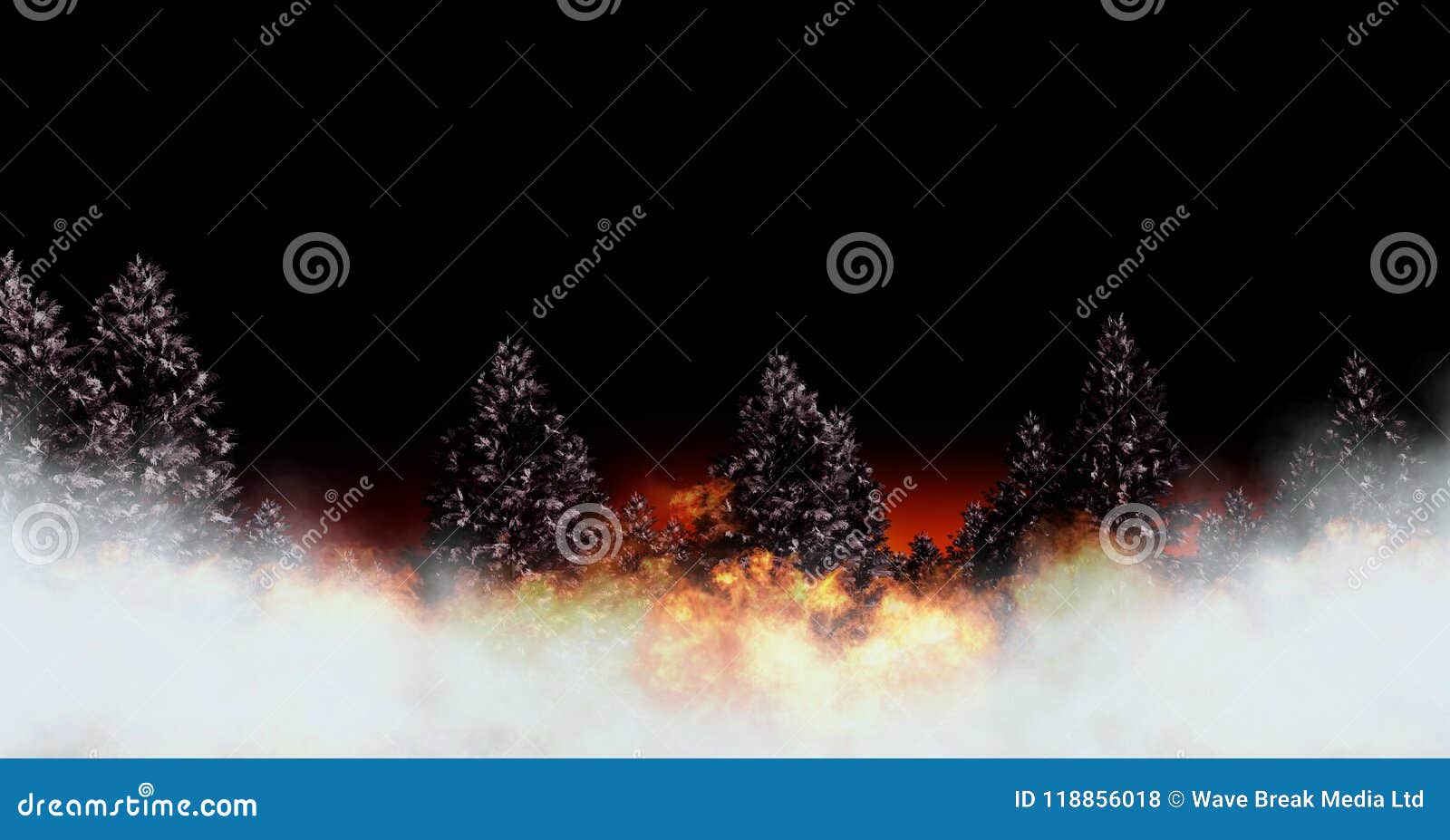 Tree Forest and Burning Fire Stock Illustration - Illustration of white ...