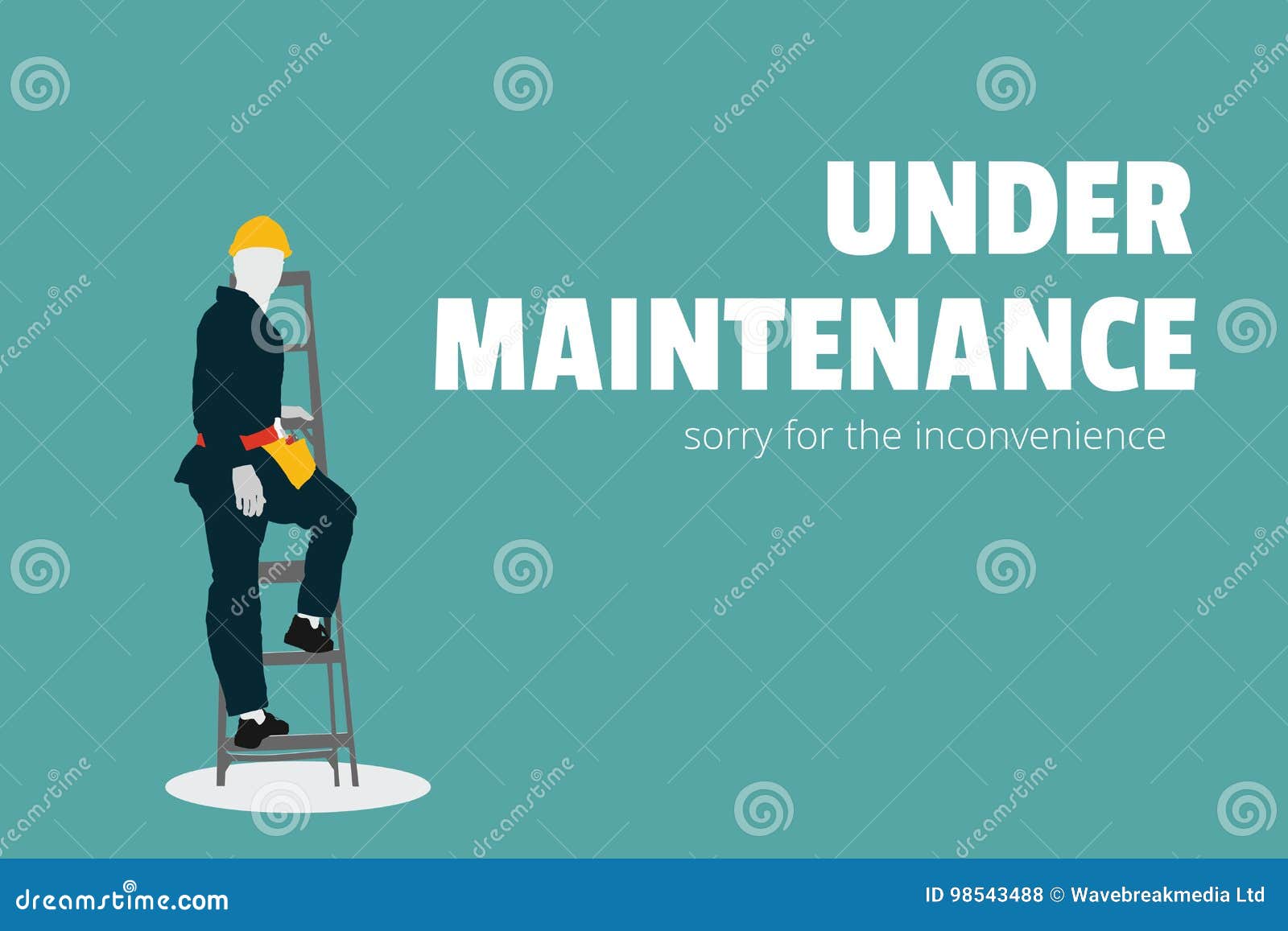 Under Maintenance Text with Worker Man Illustration Against Blue ...