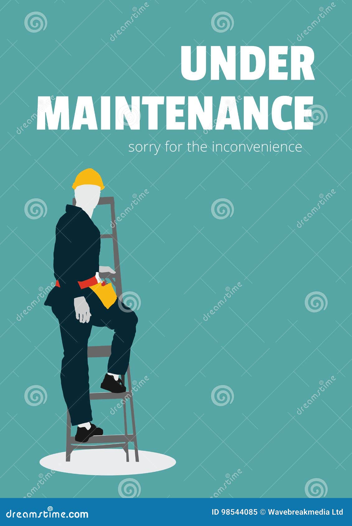 Under Maintenance Text with Worker Man Illustration Against Blue ...