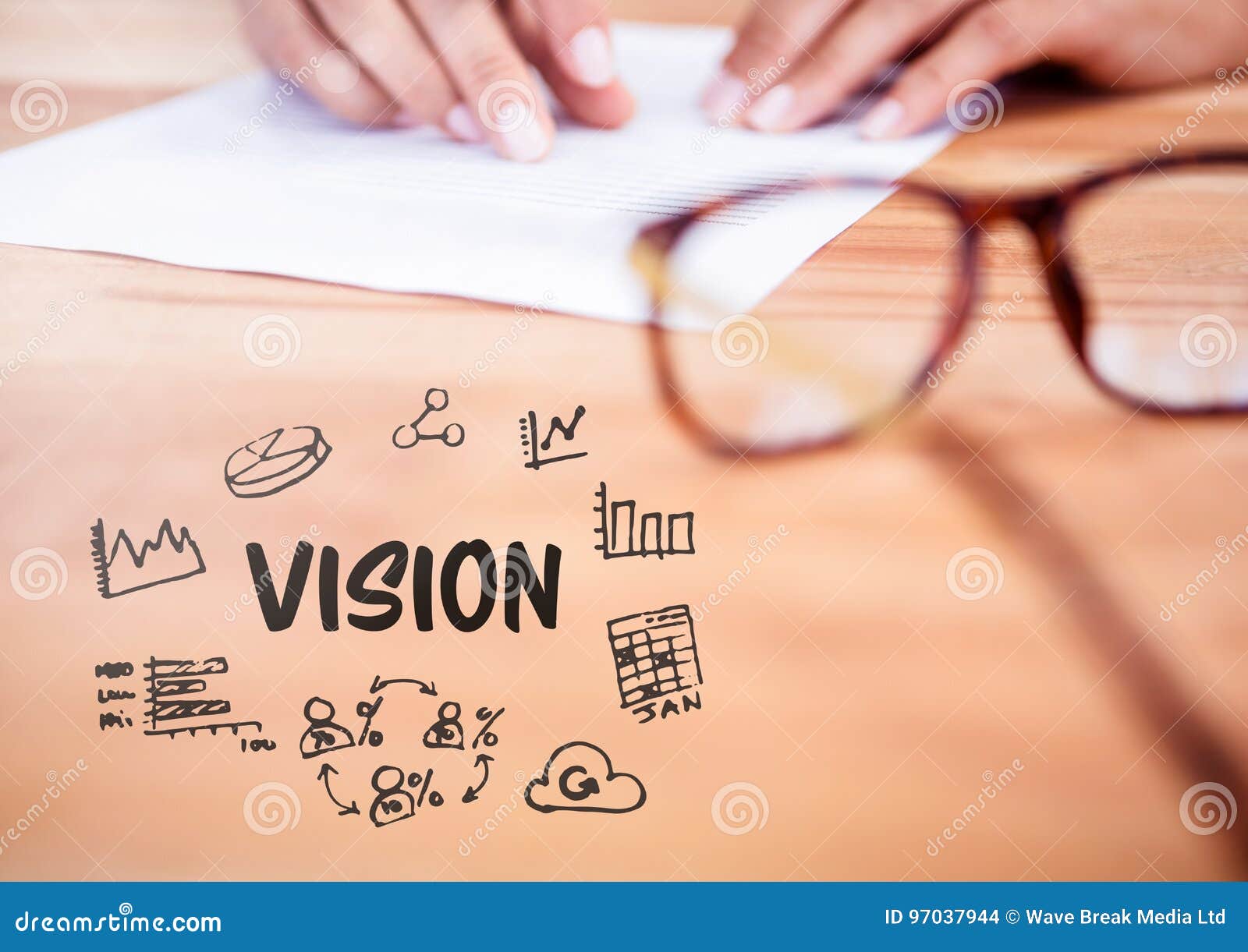 Vision Text with Person Writing Stock Photo - Image of hand, computing ...