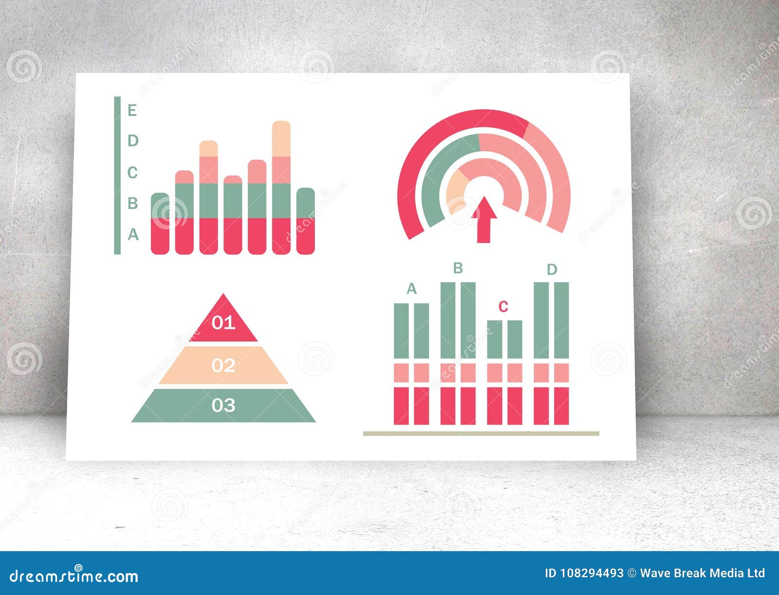 White Board with Colorful Chart Statistics Stock Illustration ...