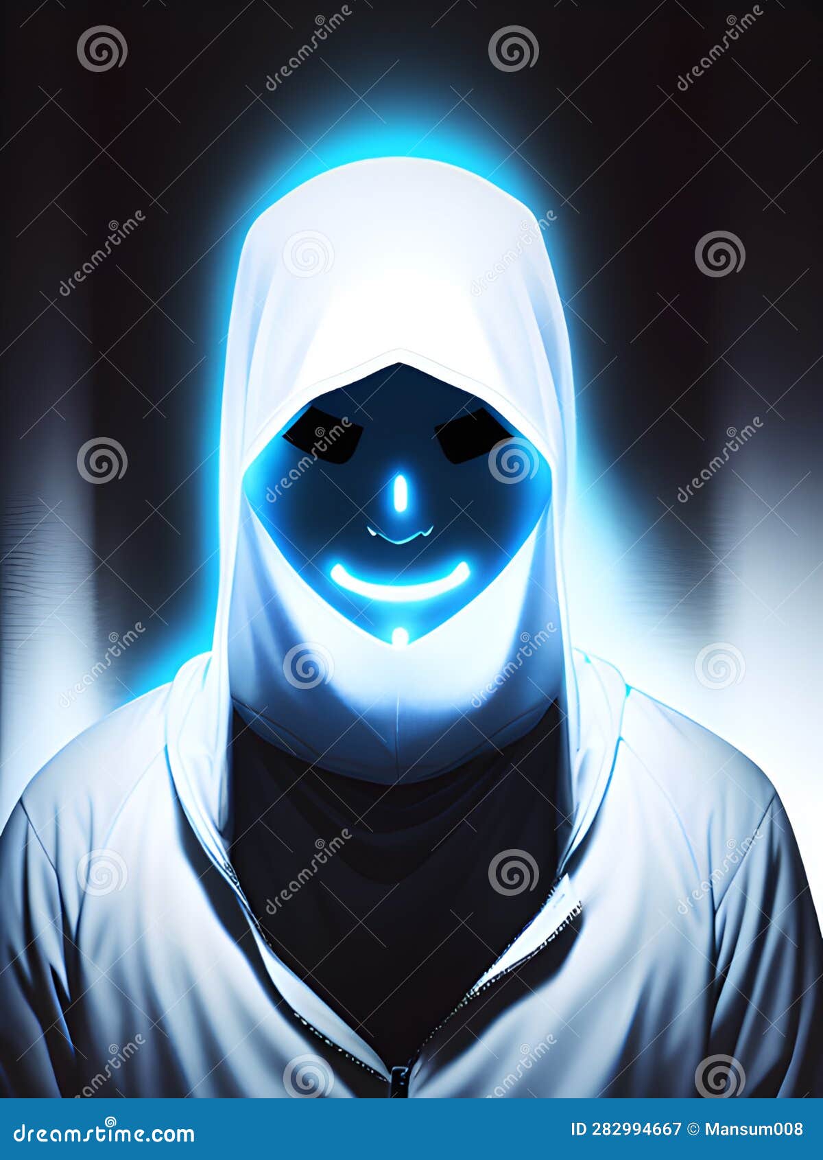 Digital Composite of White Hooded Man , Hacker Ghost Monster, Ai ...