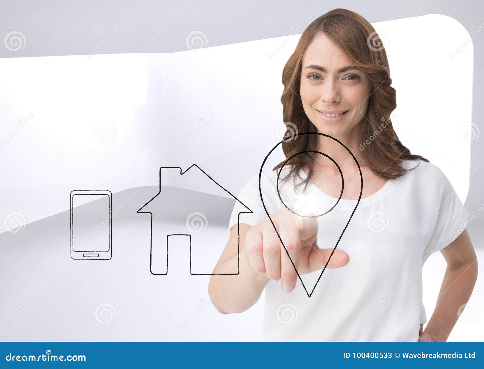 Woman Using Contact Icon Interface Stock Image - Image of adult ...