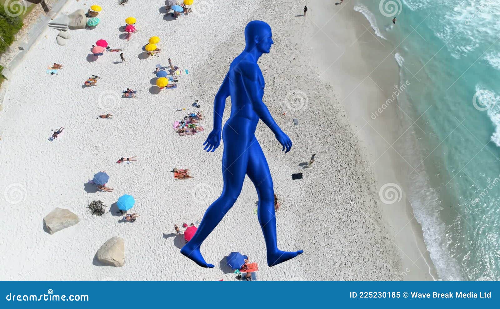 Digital Composition of Human Model Walking Against Aerial View of the ...