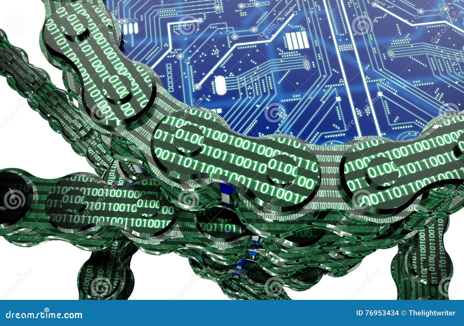 Digital Computer Blockchain Isolated on White Stock Illustration ...