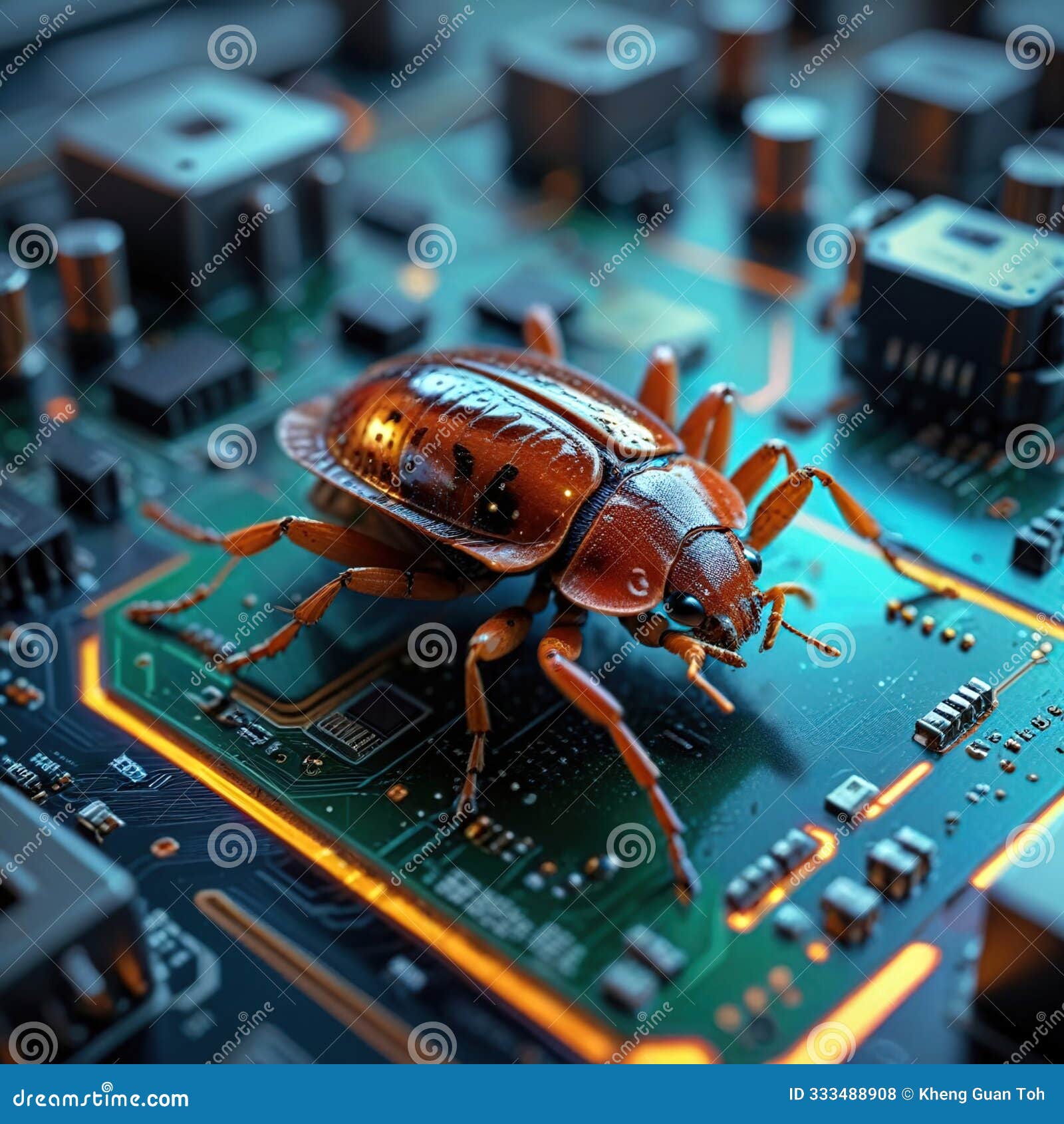Digital Computer Bug on Circuit Board, Concept Representation of Software Error Stock ...