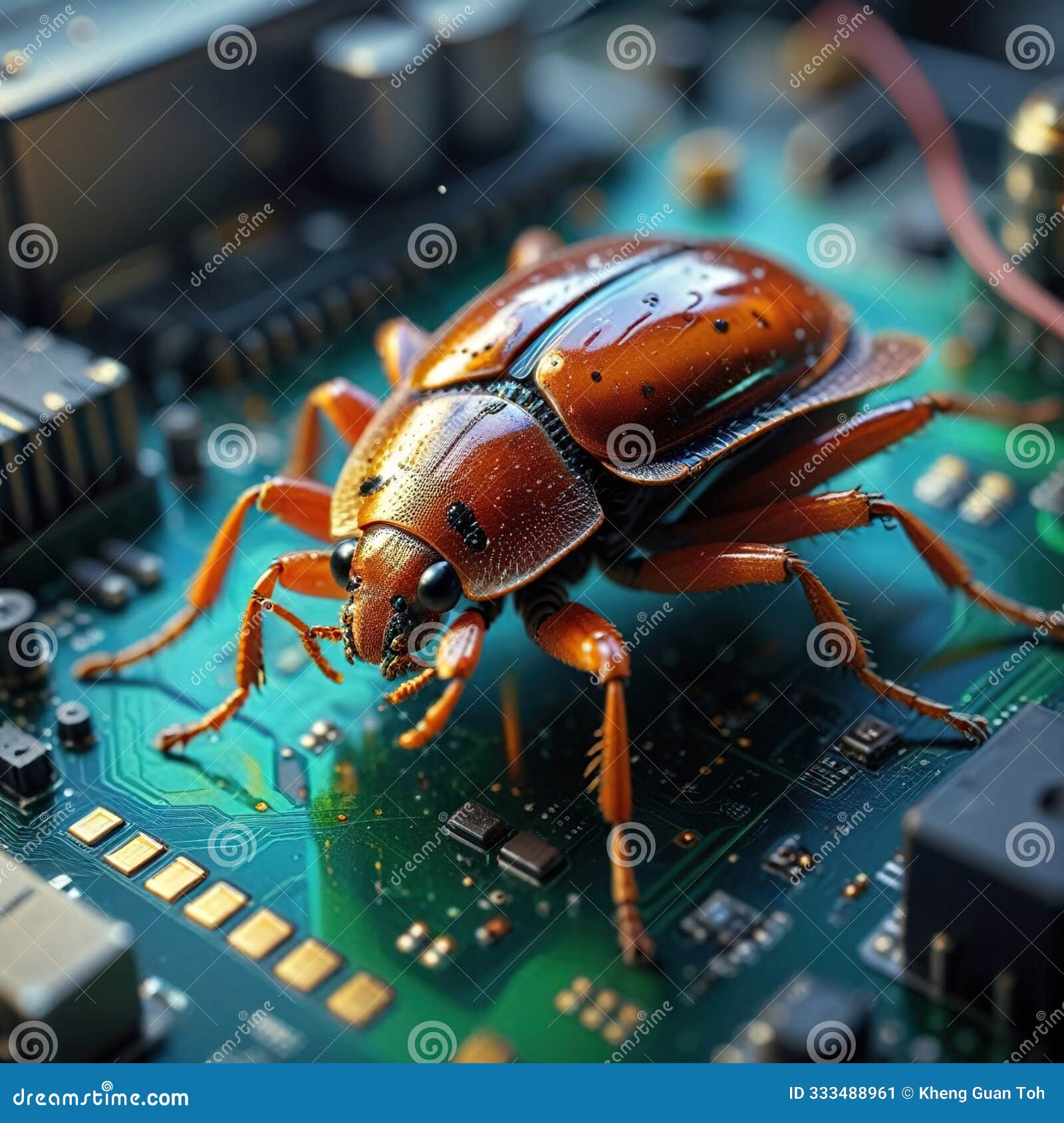 Digital Computer Bug on Circuit Board, Concept Representation of ...