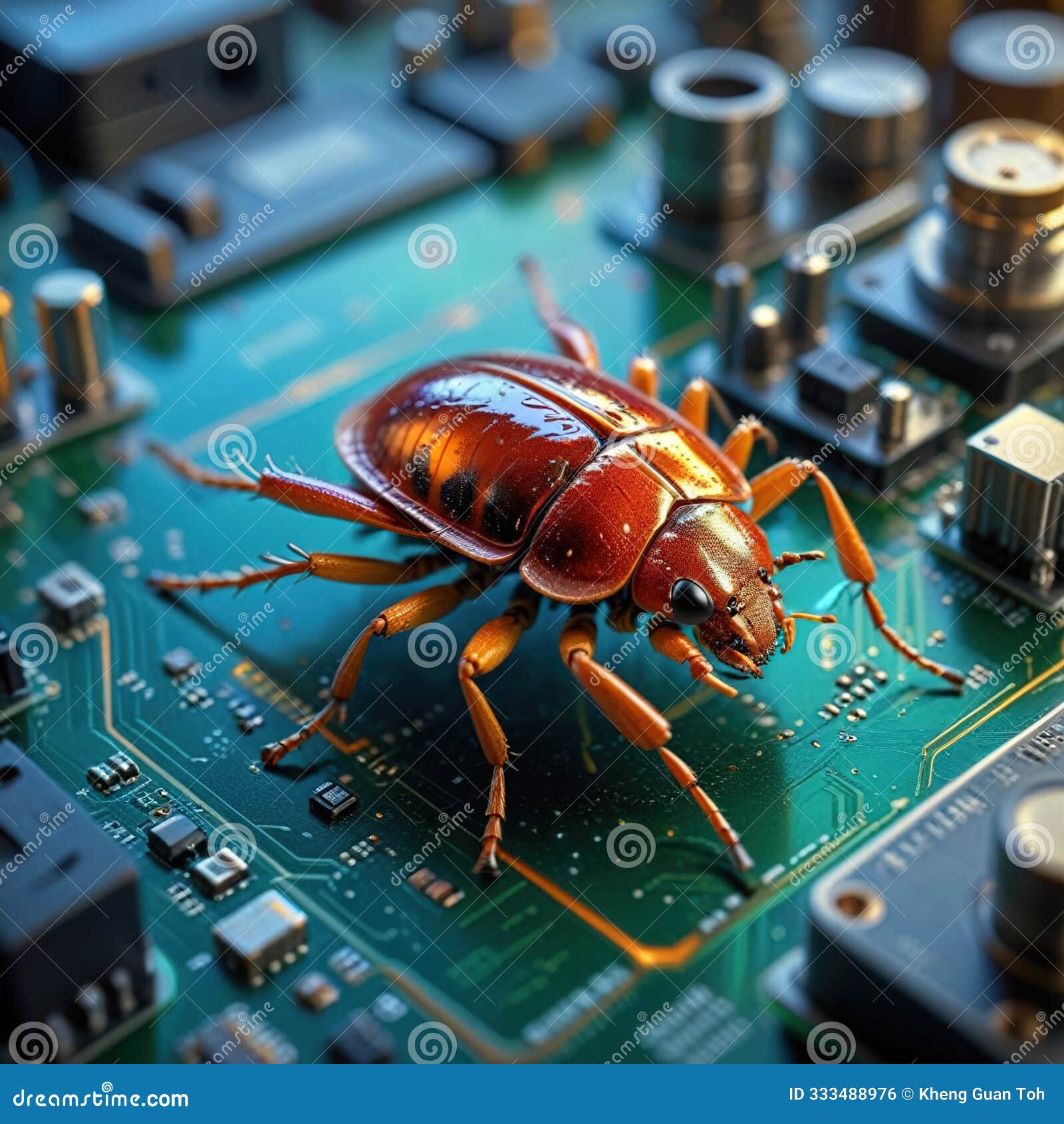 Digital Computer Bug on Circuit Board, Concept Representation of ...