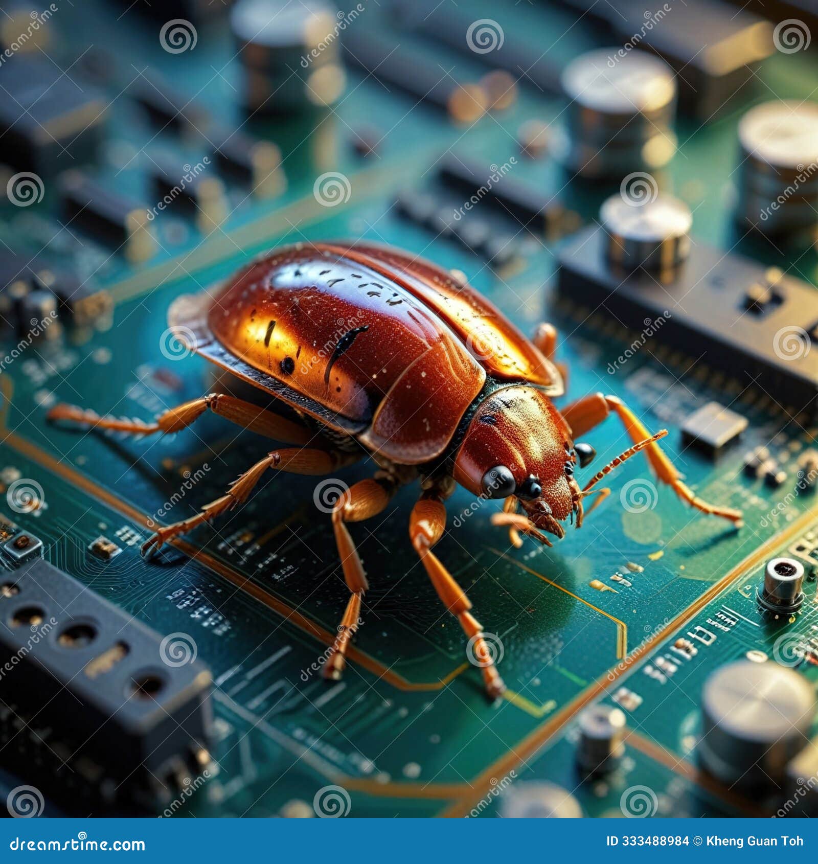 Digital Computer Bug on Circuit Board, Concept Representation of ...