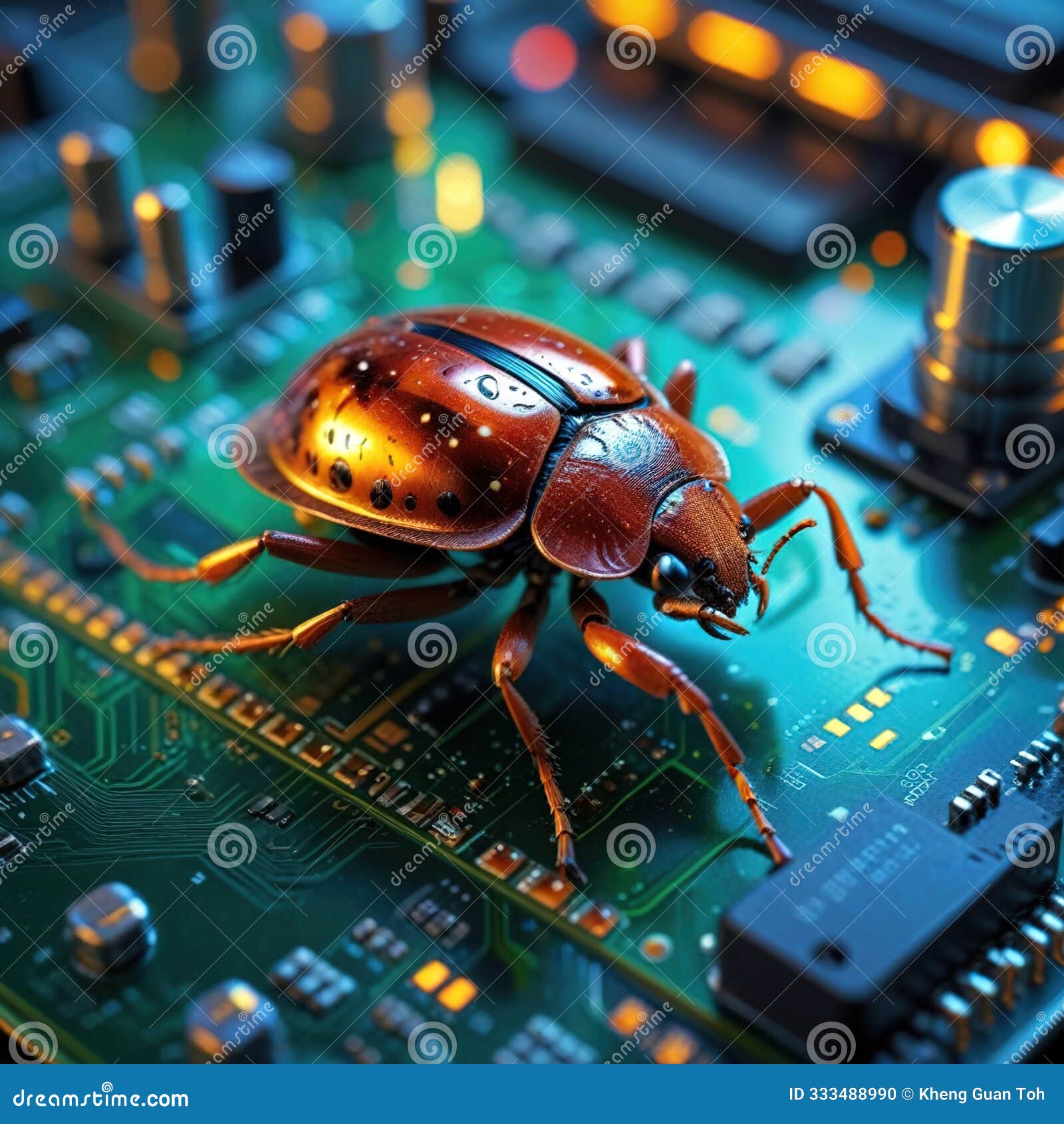 Digital Computer Bug on Circuit Board, Concept Representation of Software Error Stock ...