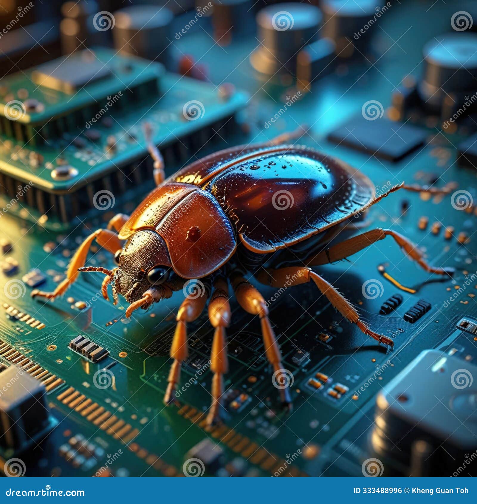 Digital Computer Bug on Circuit Board, Concept Representation of Software Error Stock ...