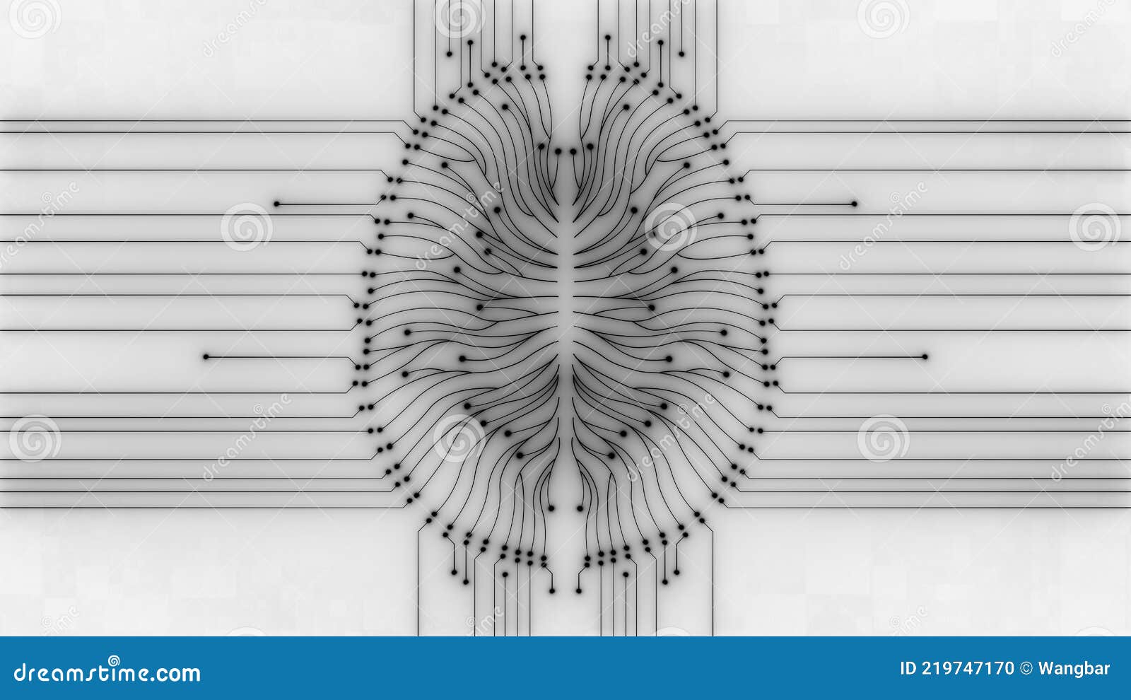 Digital Computer Circuit Brain in Monochrome Stock Illustration ...