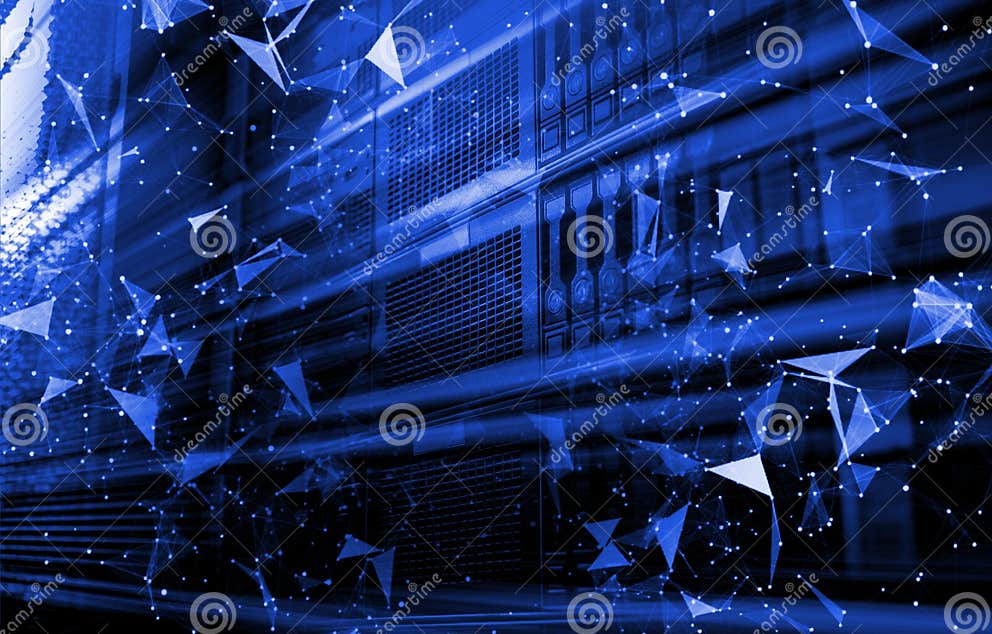 Digital Computer Data and Network Connection Triangle Lines and Spheres ...
