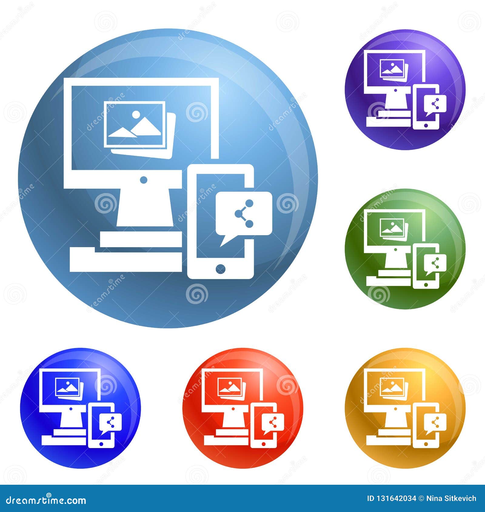 Digital Computer Device Icons Set Vector Stock Vector - Illustration of ...