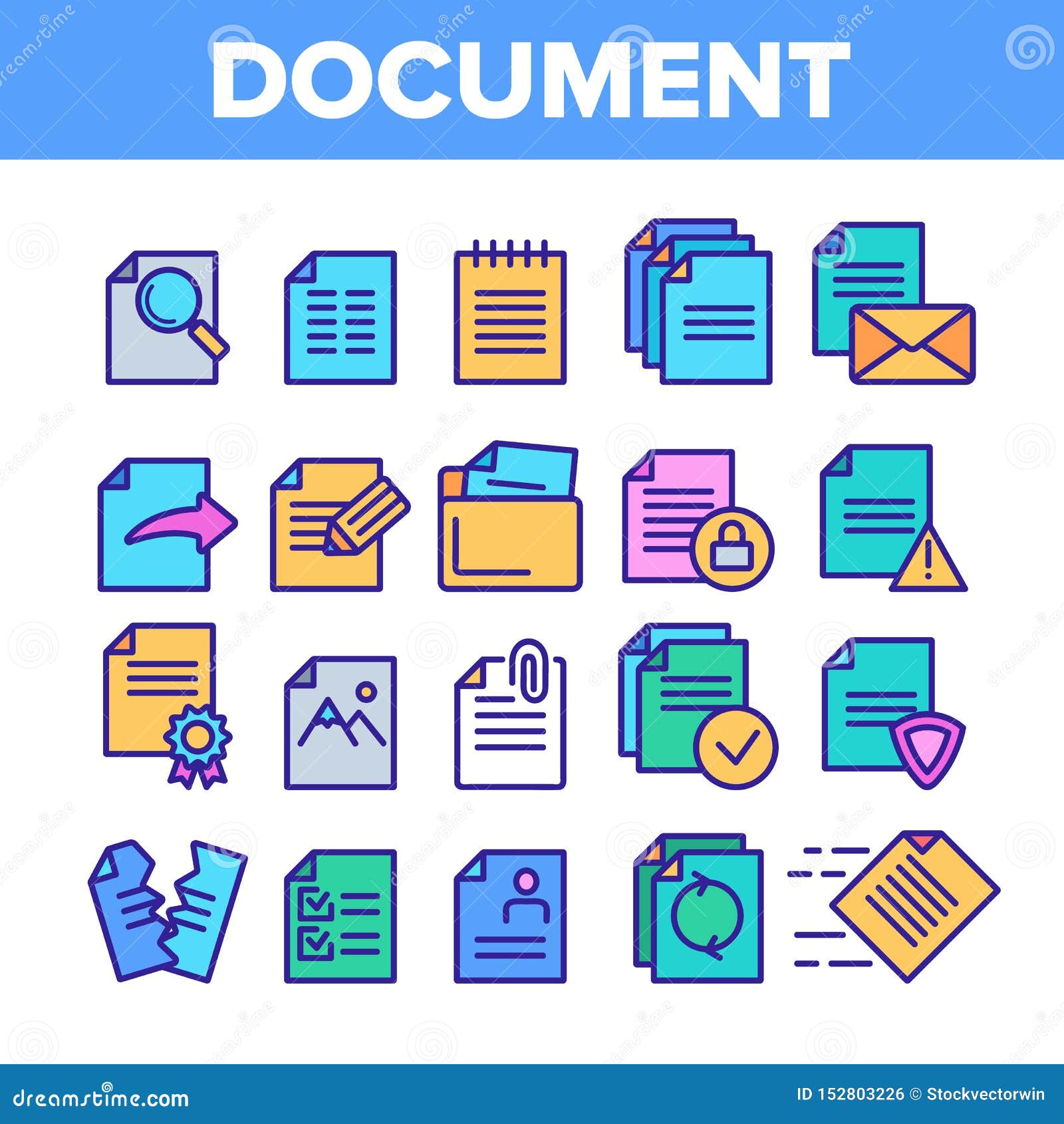 Digital, Computer Documents, File Vector Linear Icons Set Stock Vector ...