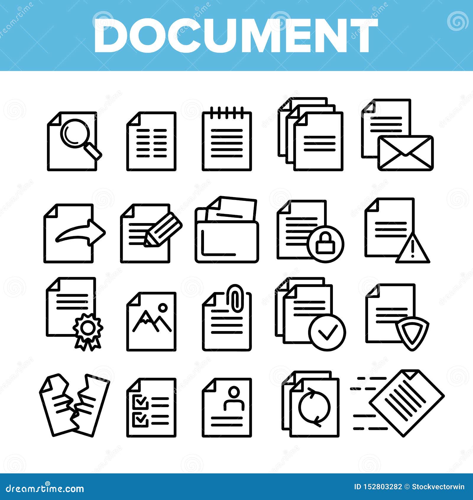 Digital, Computer Documents, File Vector Linear Icons Set Stock Vector ...