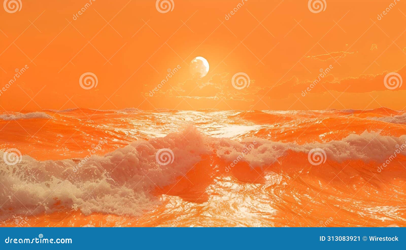 A Digital Computer Generated Image of the Ocean and the Sun Stock ...