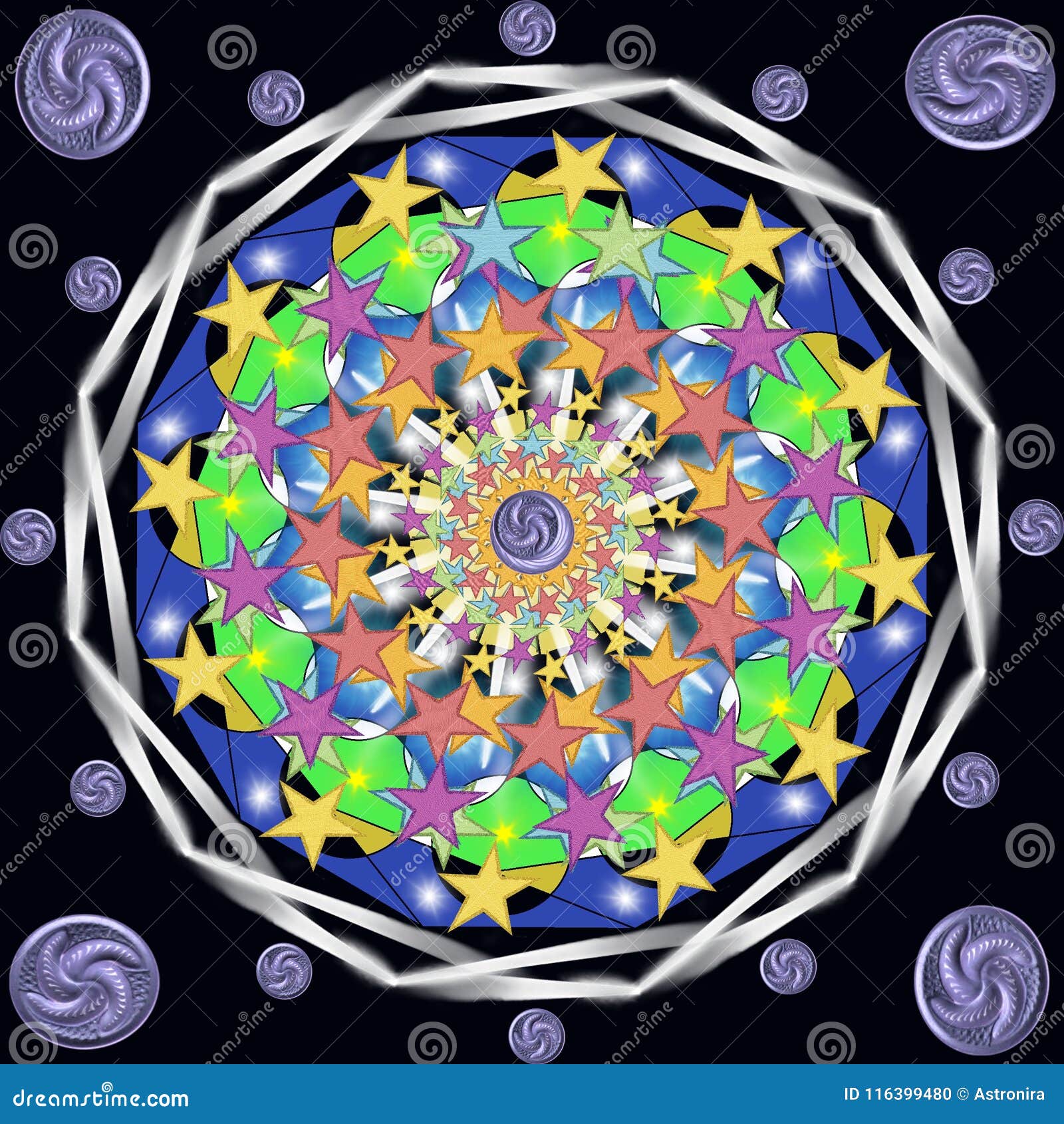 Decorative Abstract Mandala with a Five-pointed Stars Stock ...