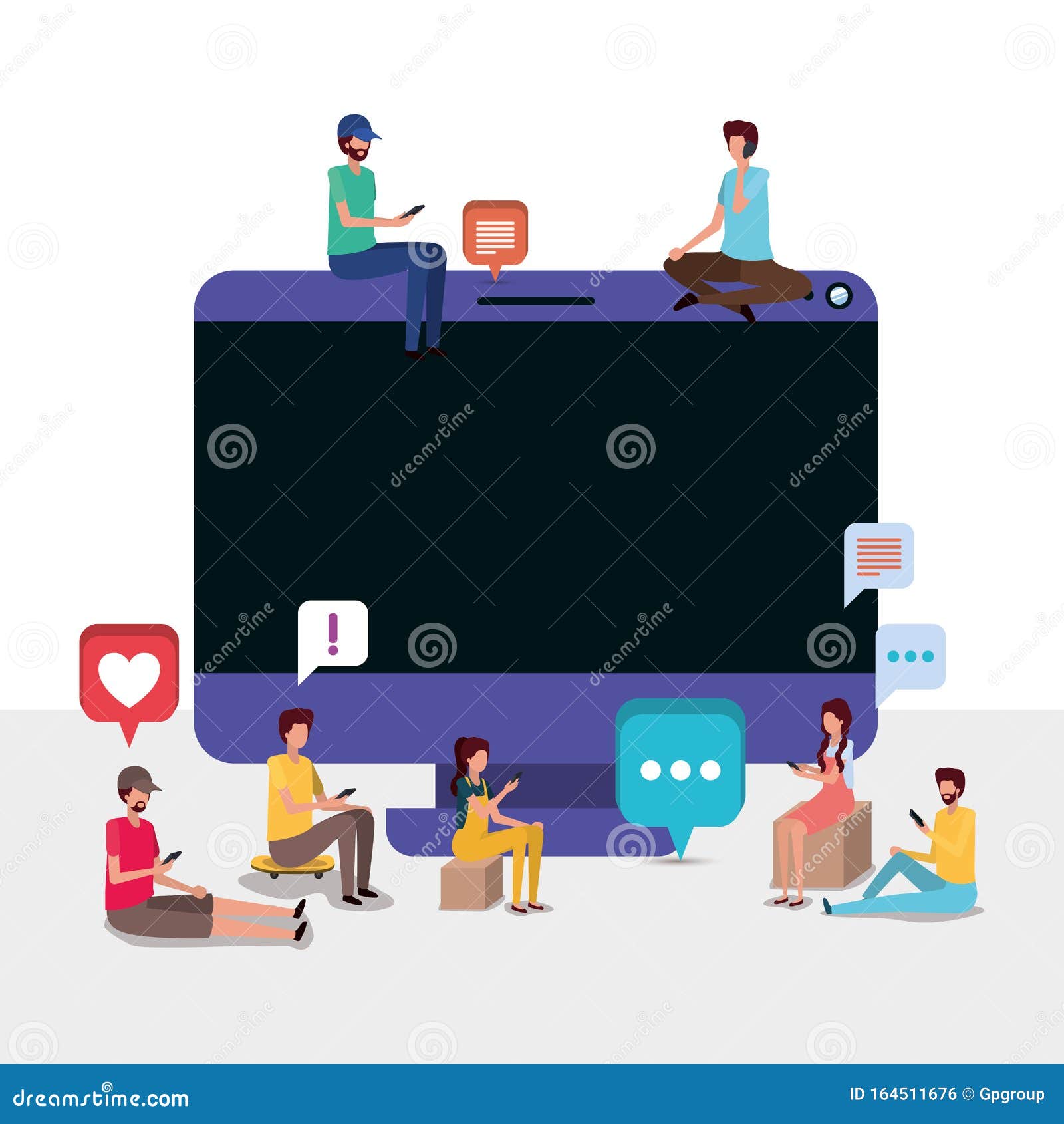 Digital Computer and People Vector Design Stock Vector - Illustration ...