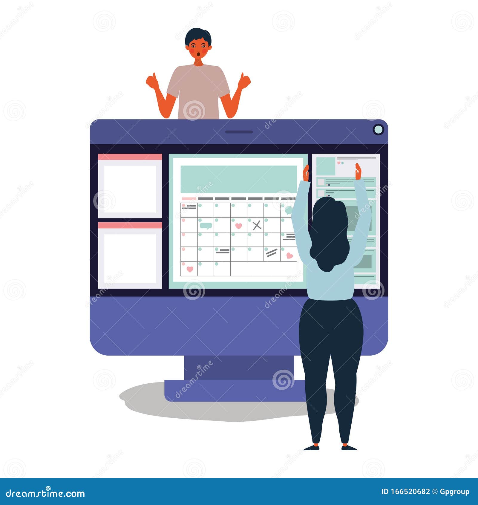 Digital Computer and People Vector Design Stock Vector - Illustration ...