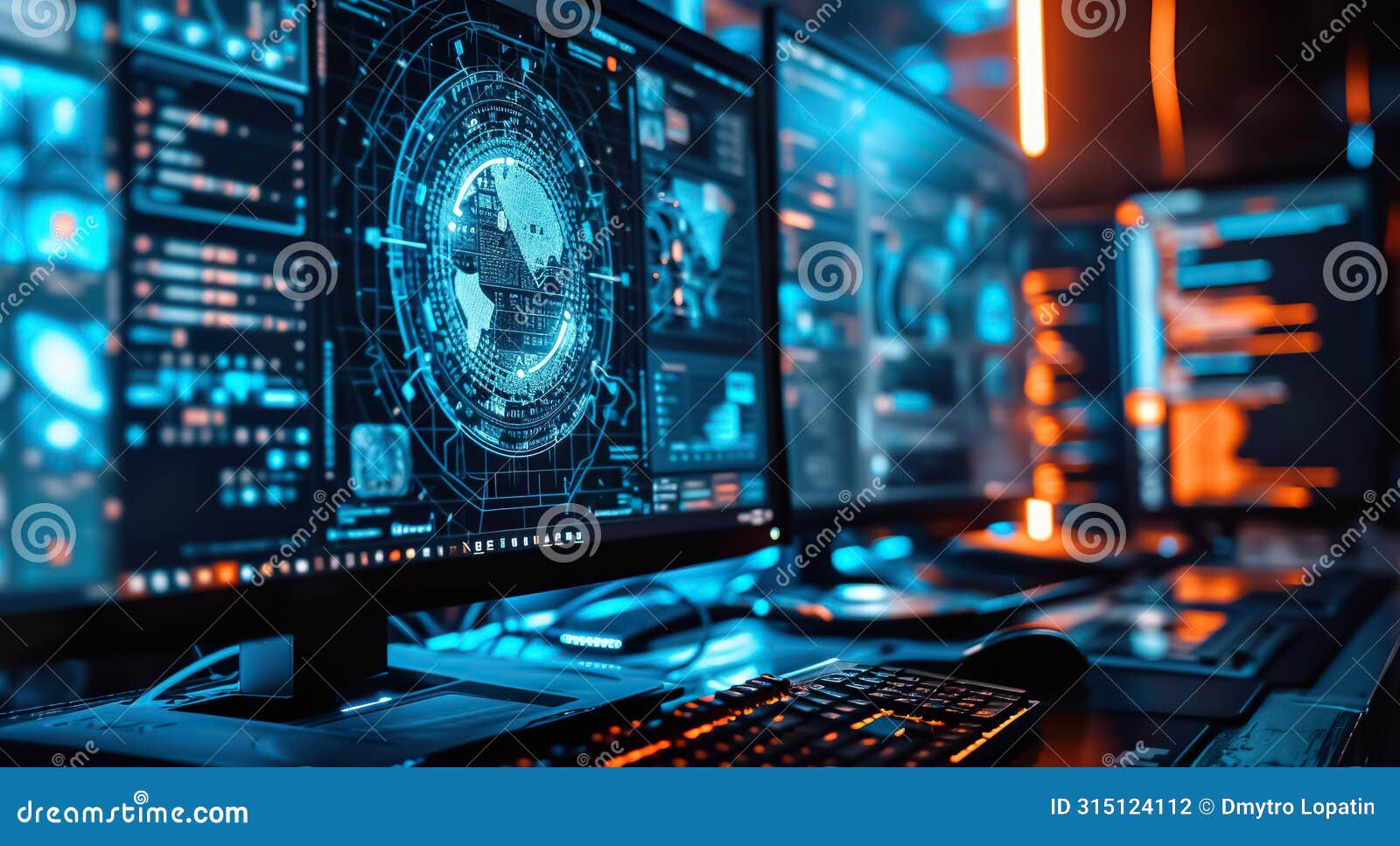 Digital Computer Technology, Network and Business System, Futuristic ...