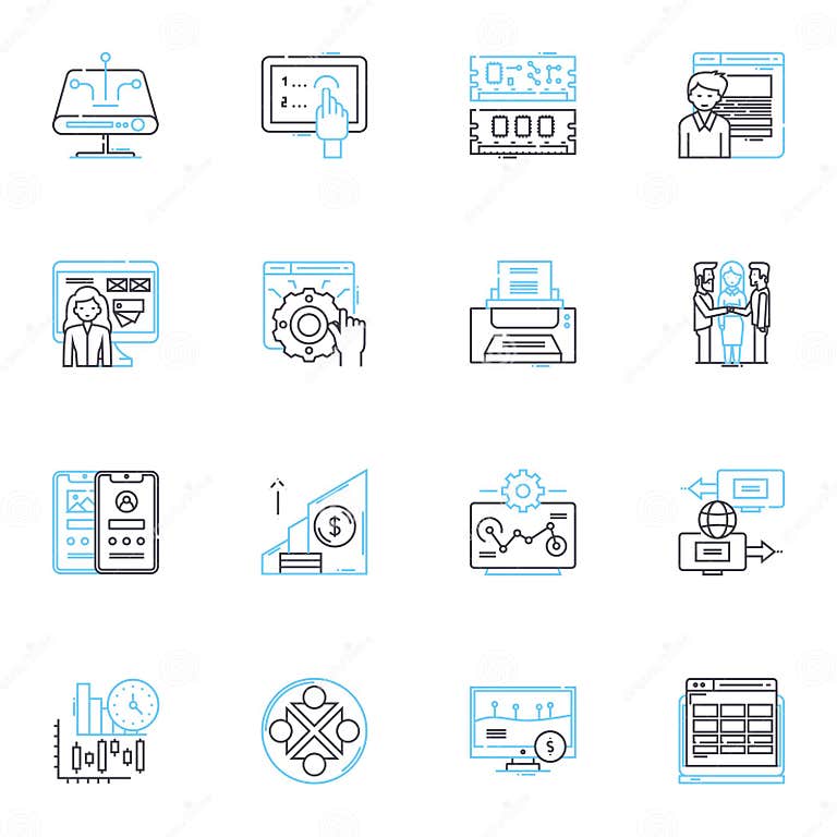 Digital Computing Linear Icons Set Algorithm Binary Cloud Compiler 9447