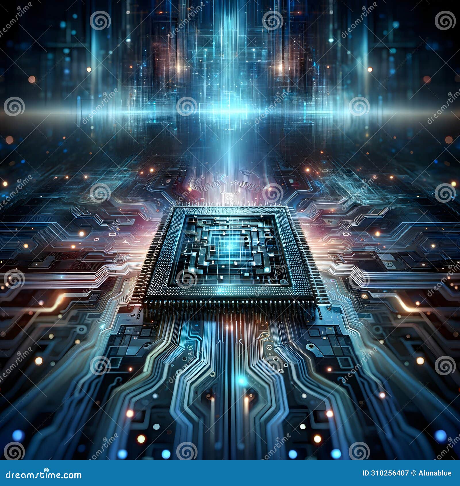 A Digital Concept Artwork Representing a Futuristic Processor or CPU ...