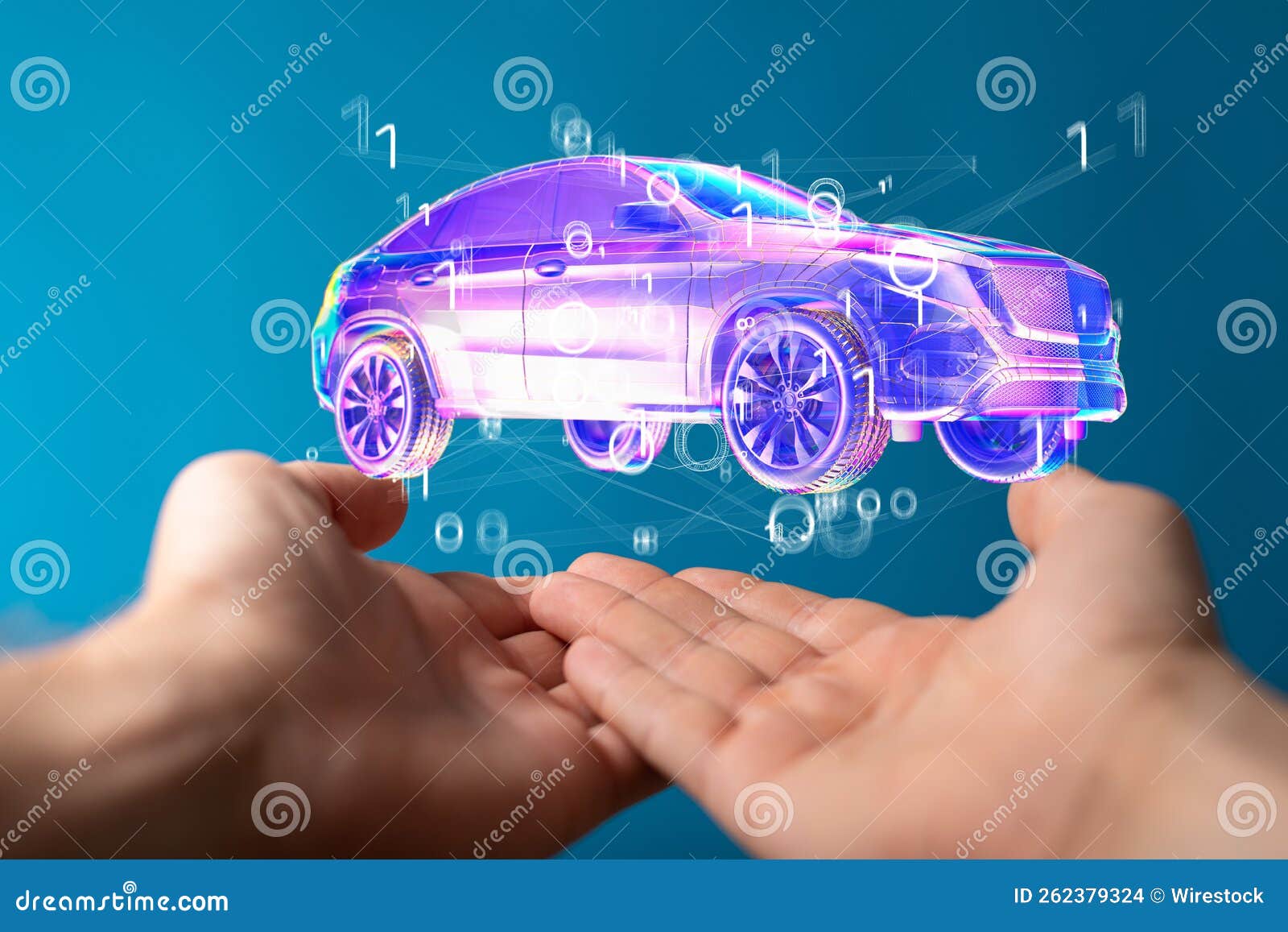 Digital Concept of Autonomous Driving with a 3d Electric Car Floating ...