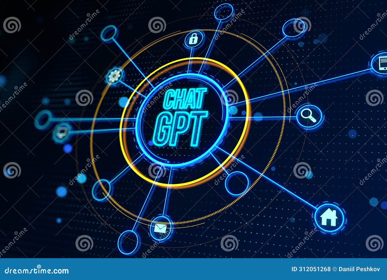 Digital Concept of Chat GPT with Neon Design on a Dark Technology ...