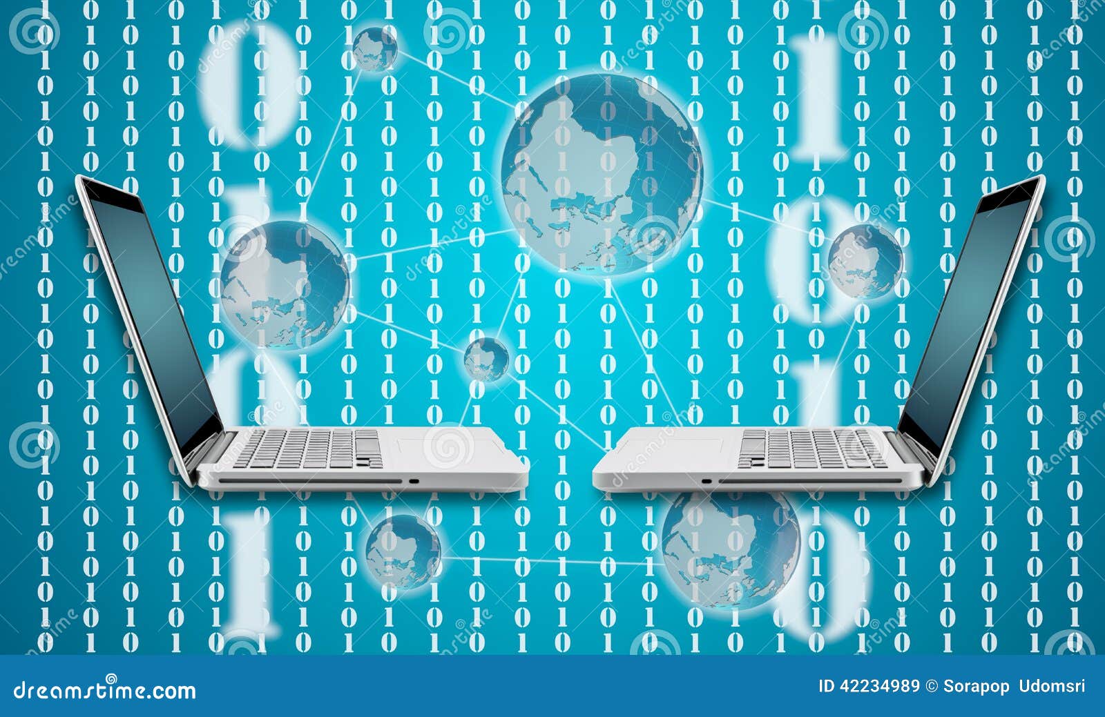 Digital Concept Computer Laptop of Global Business Stock Illustration ...