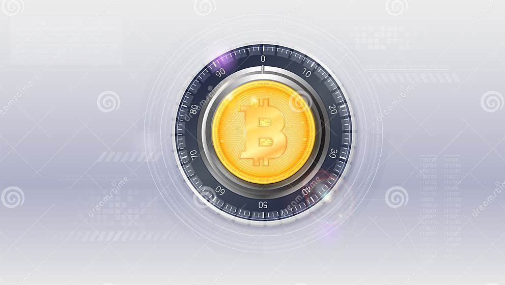 Digital Concept of Digital Security Lock. Bitcoin with UI Technology ...