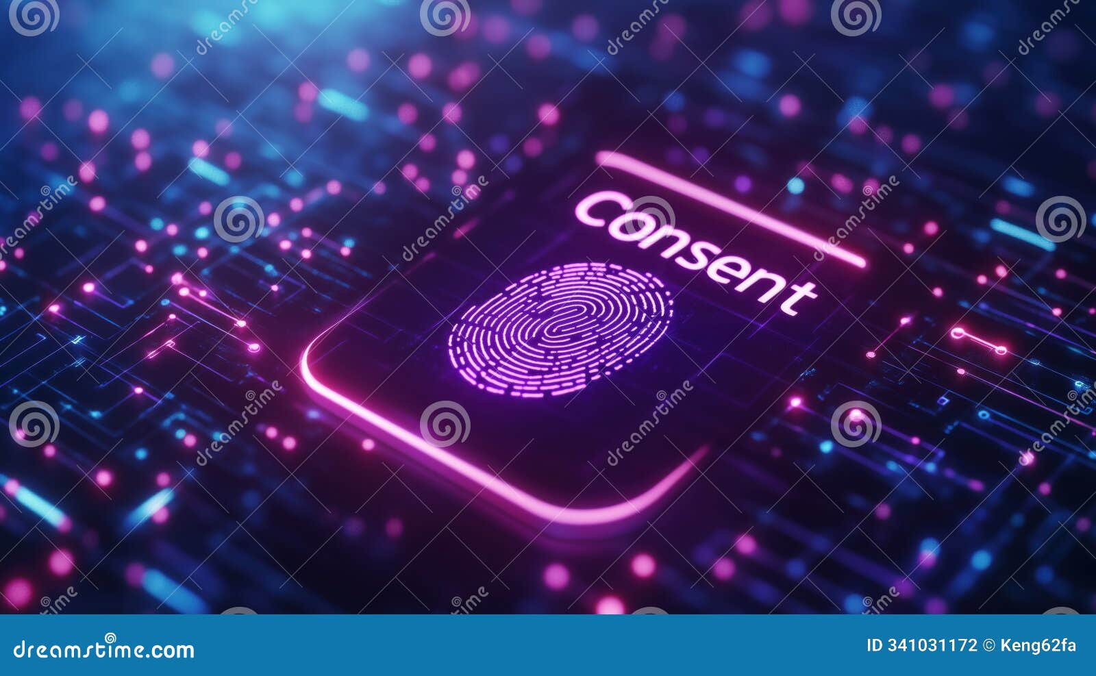 Digital Concept Showing Fingerprint With Consent Text, Symbolizing ...