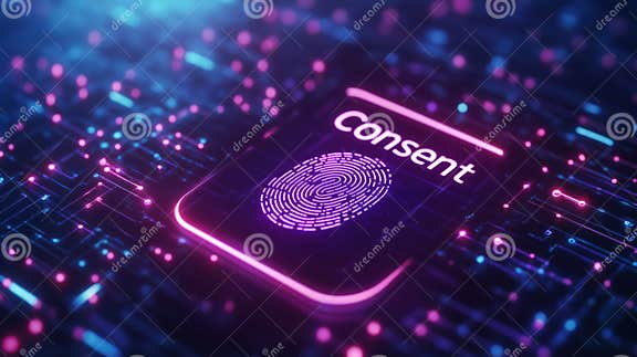 Digital Concept Showing Fingerprint with Consent Text, Symbolizing ...
