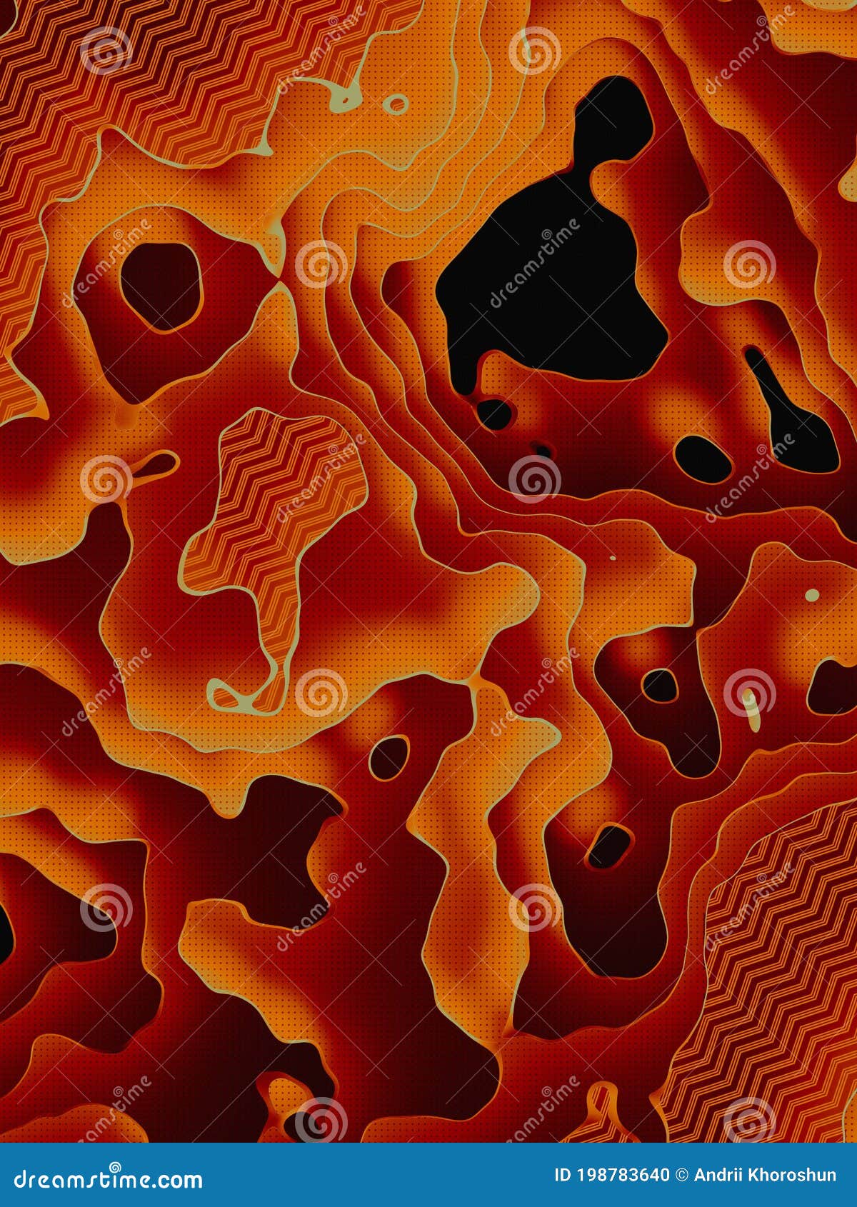 Digital Conceptual High-altitude Topographic Map 3d Render Abstract ...