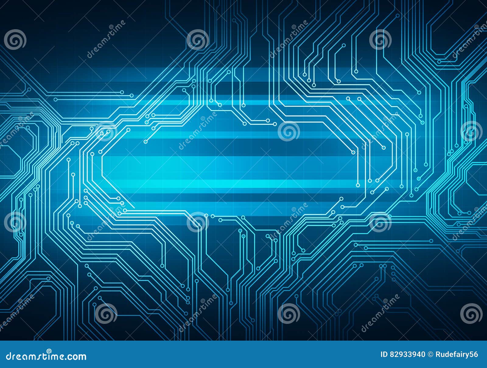 Digital Conceptual Image Circuit Microchip on Blue Background Stock ...