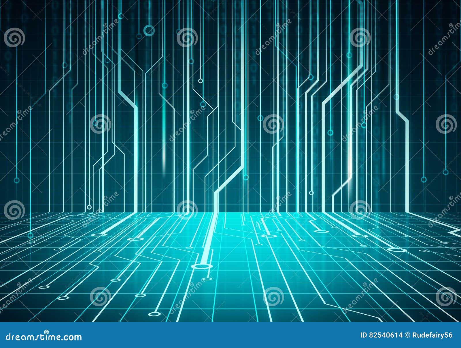 Digital Conceptual Image Circuit Microchip on Blue Wall Stock ...